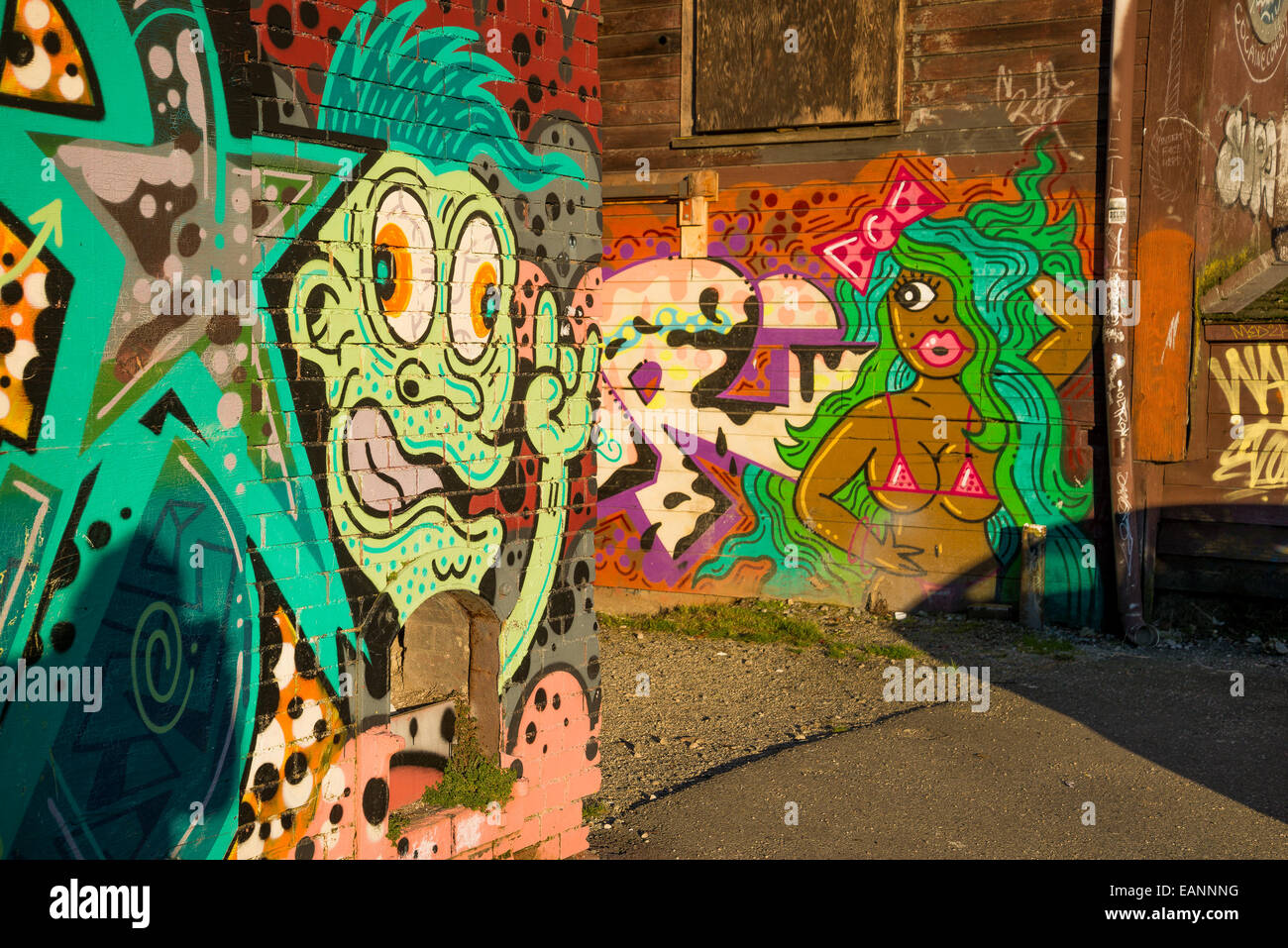 Back alley graffiti, East Vancouver, British Columbia, Canada Stock ...