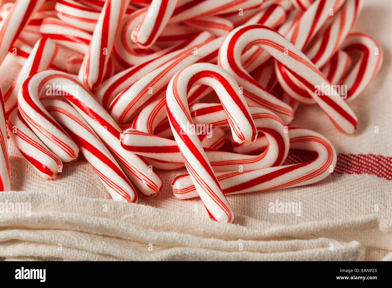 Red and White Mini Candy Canes for Christmas Stock Photo - Alamy
