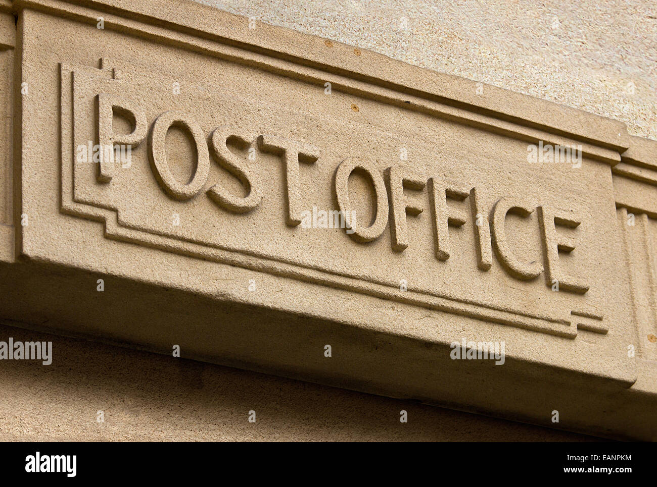 Post Office Building entrance carved in stone above the door of the ...