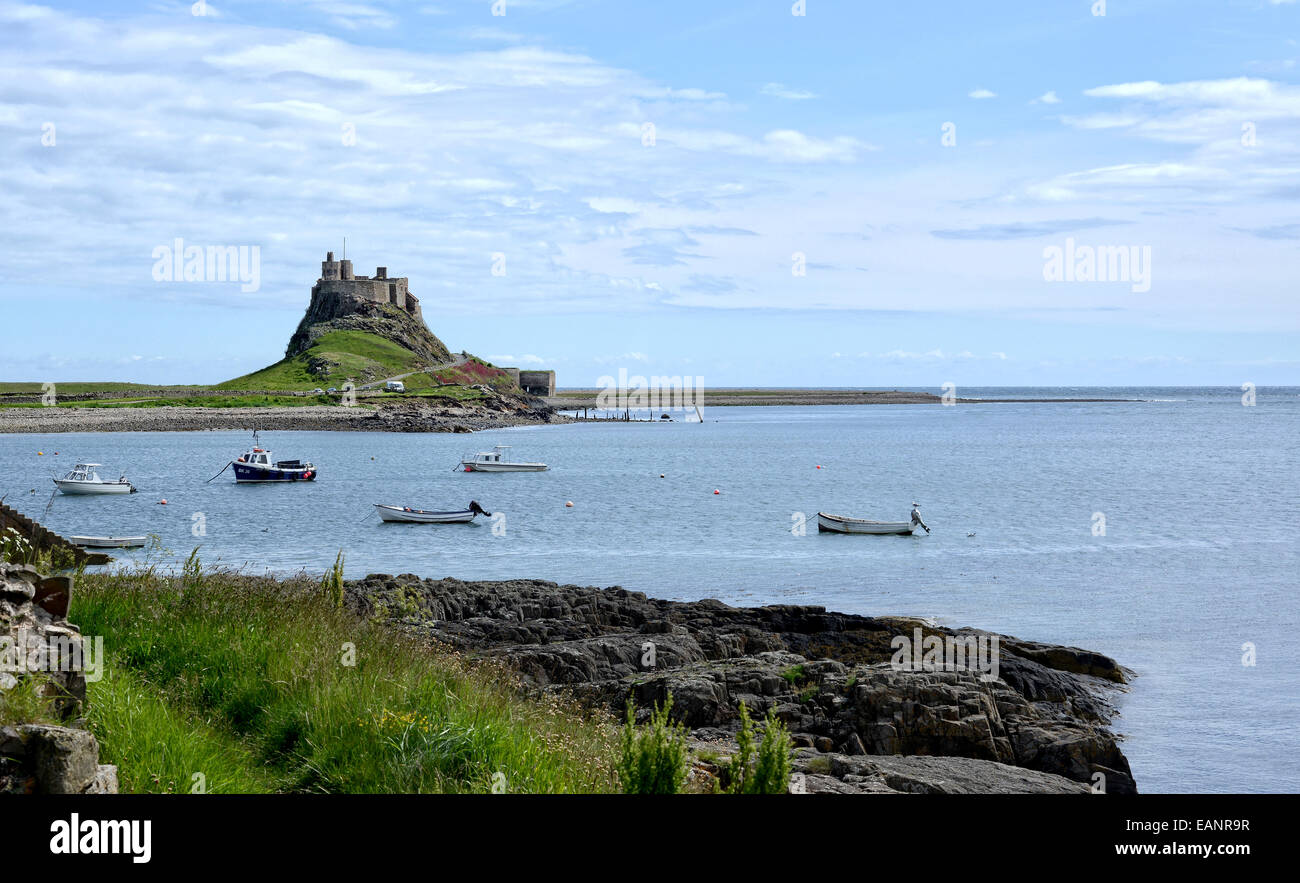 Lindisfarne holy island castle hi-res stock photography and images - Alamy