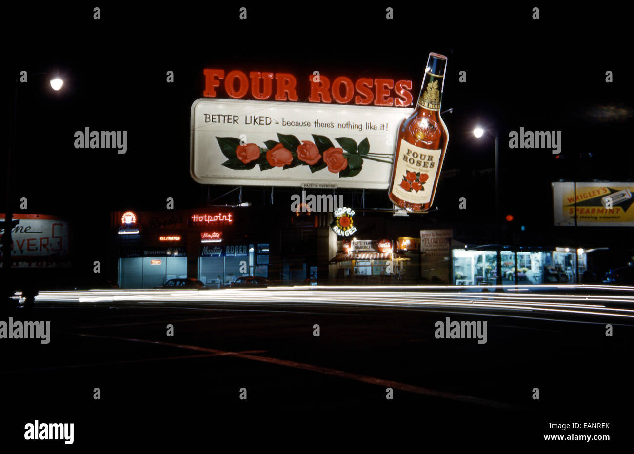 Billboard for Four Roses alcoholic beverage in Los Angeles street scene ...
