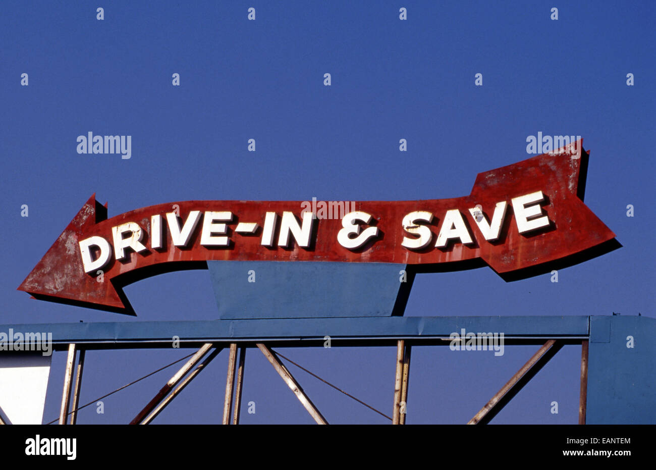 Drive-in & Save Sign Stock Photo - Alamy