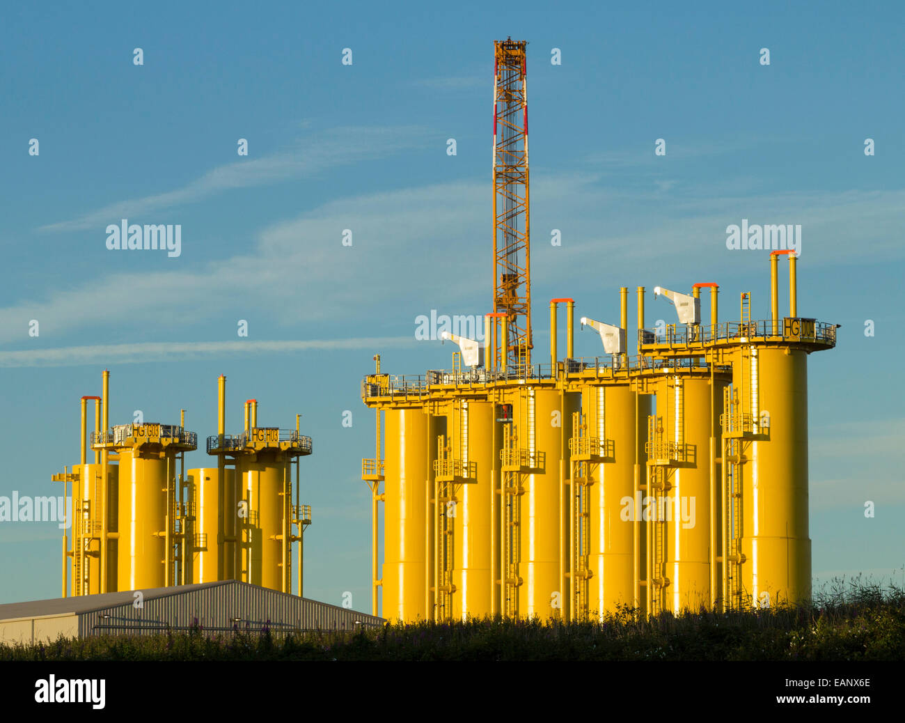 Offshore wind turbine foundations being built at TAG Energy Solutions ...