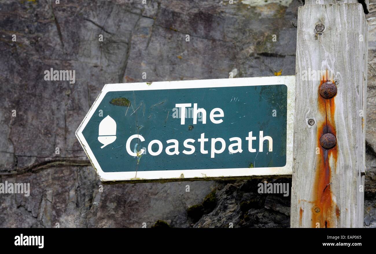The coastpath sign England uk Stock Photo - Alamy