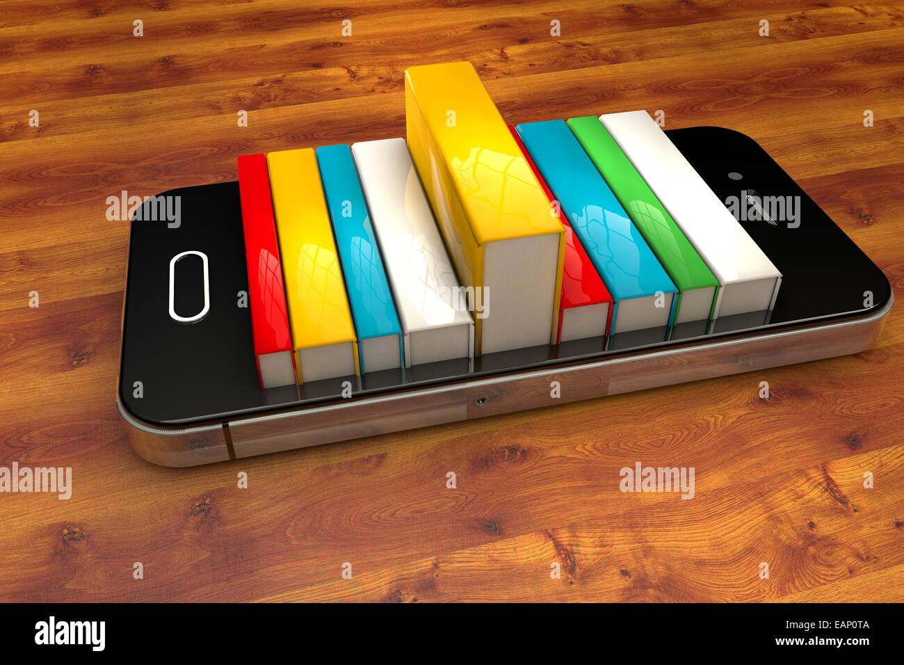 smartphone with books isolated on white background Stock Photo - Alamy