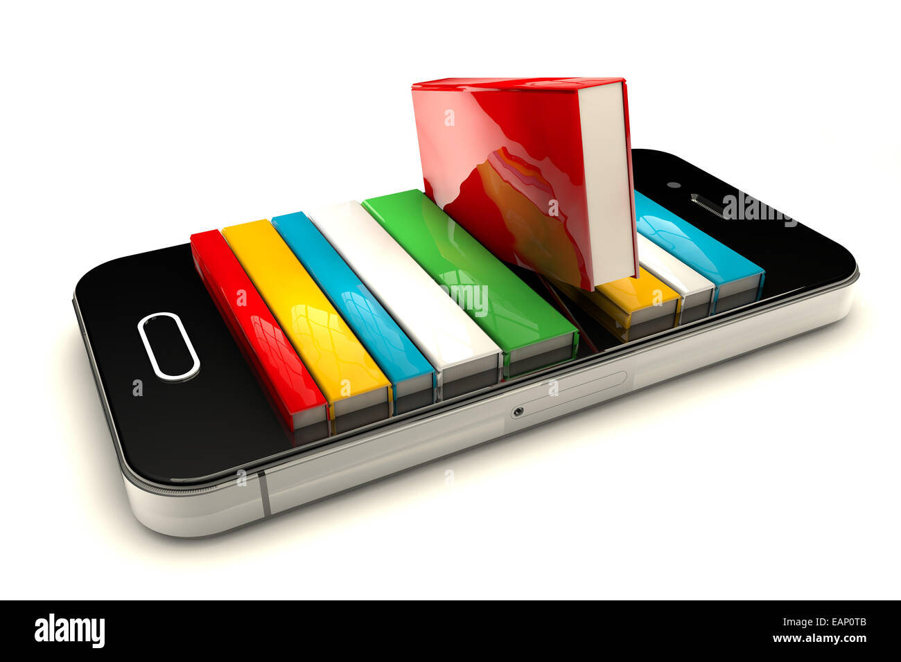 smartphone with books isolated on white background Stock Photo - Alamy