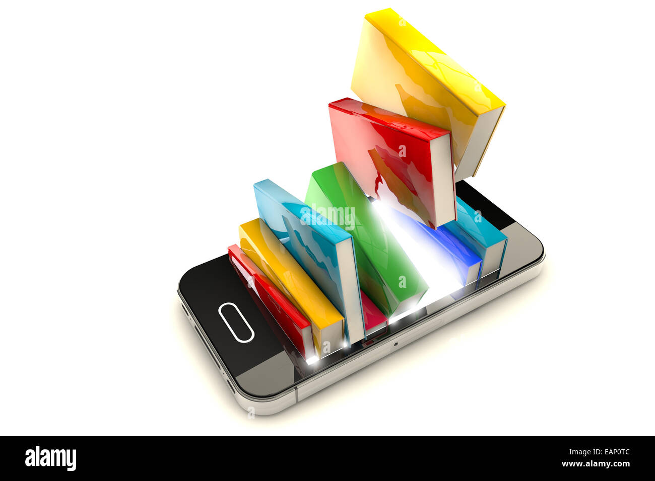smartphone with books isolated on white background Stock Photo - Alamy