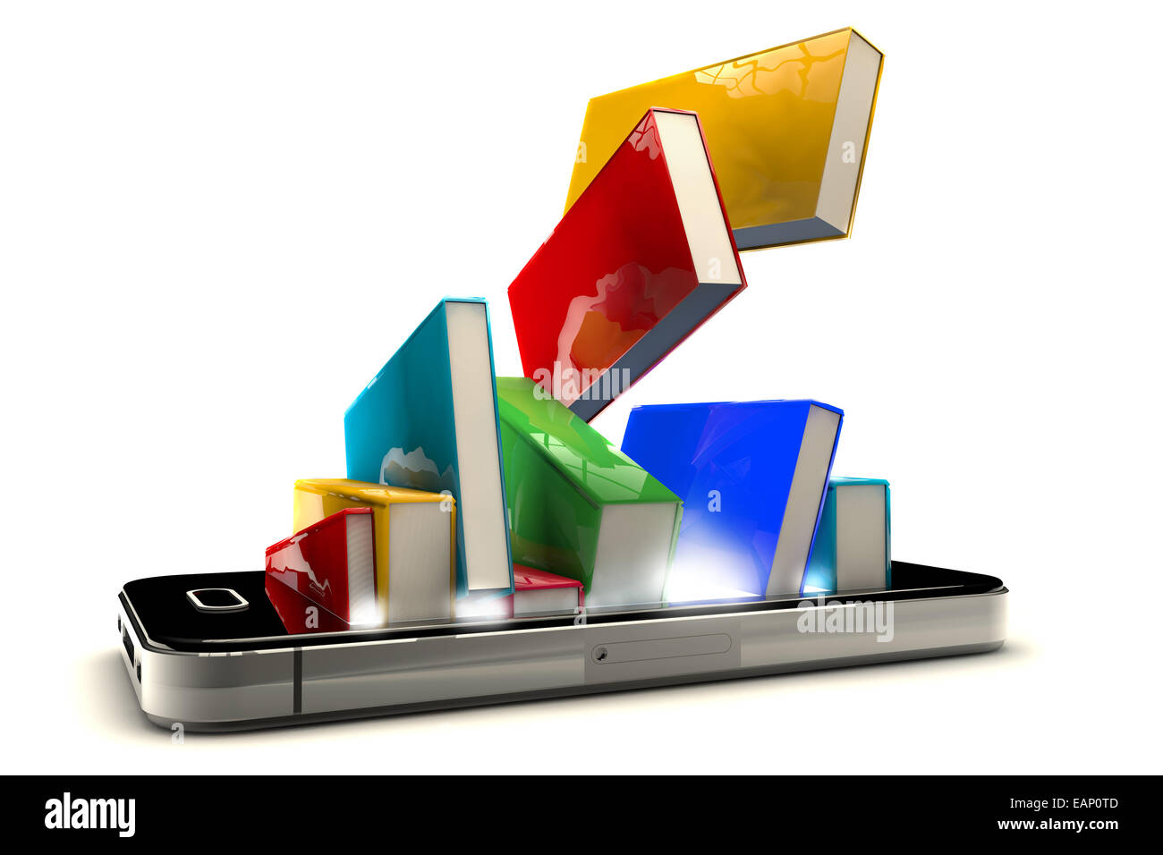 smartphone with books isolated on white background Stock Photo - Alamy