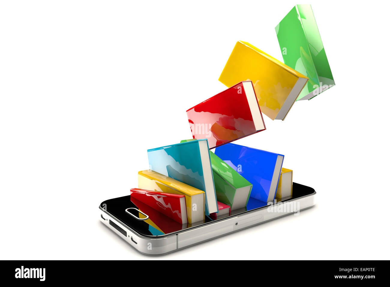 smartphone with books isolated on white background Stock Photo - Alamy