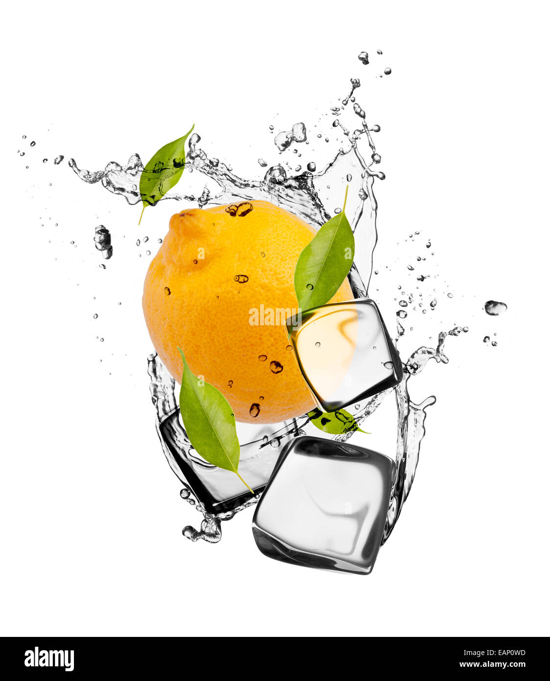 Lemon with ice cubes, isolated on white background Stock Photo - Alamy