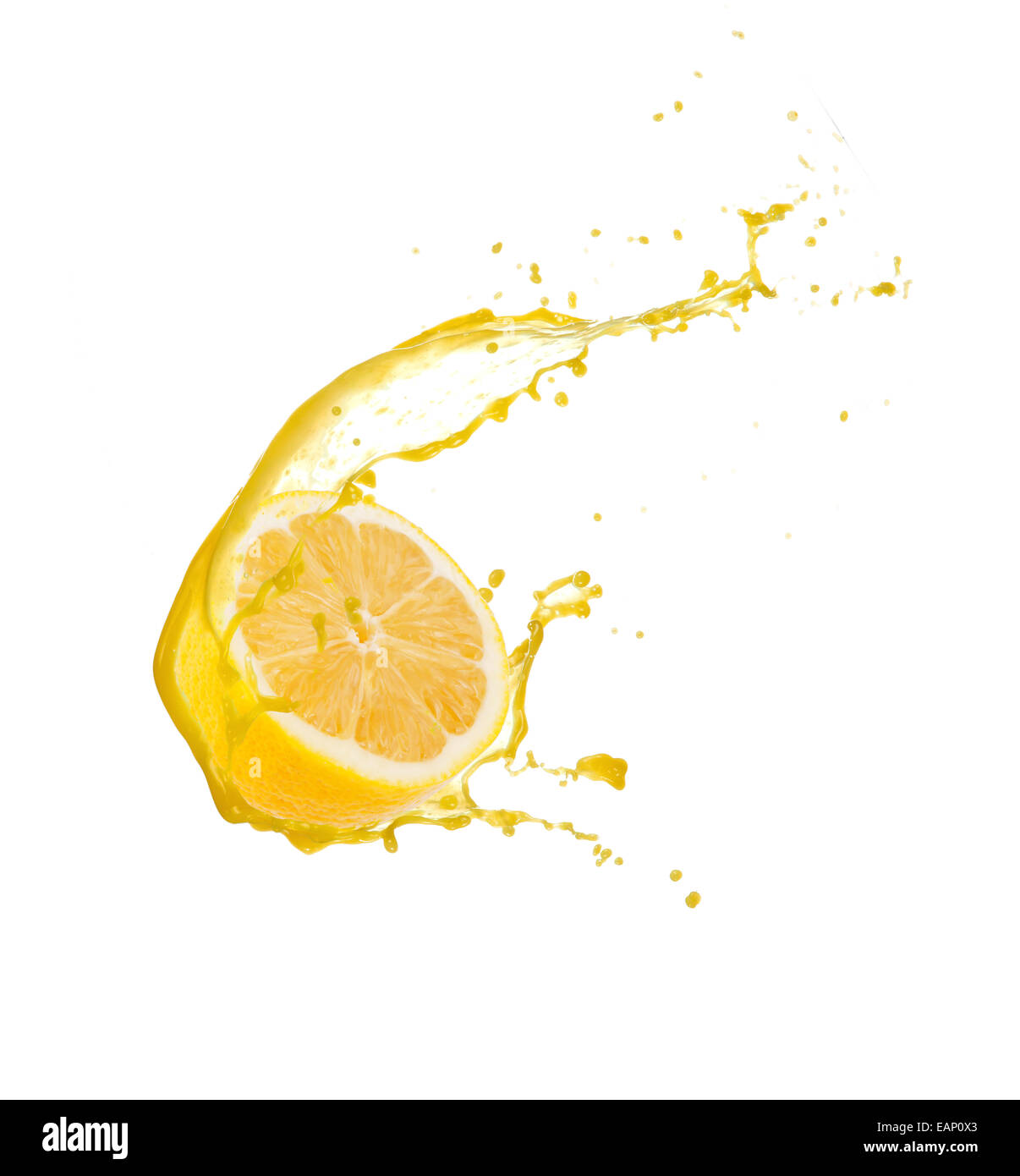 Lemon slice with splash, isolated on white background Stock Photo - Alamy