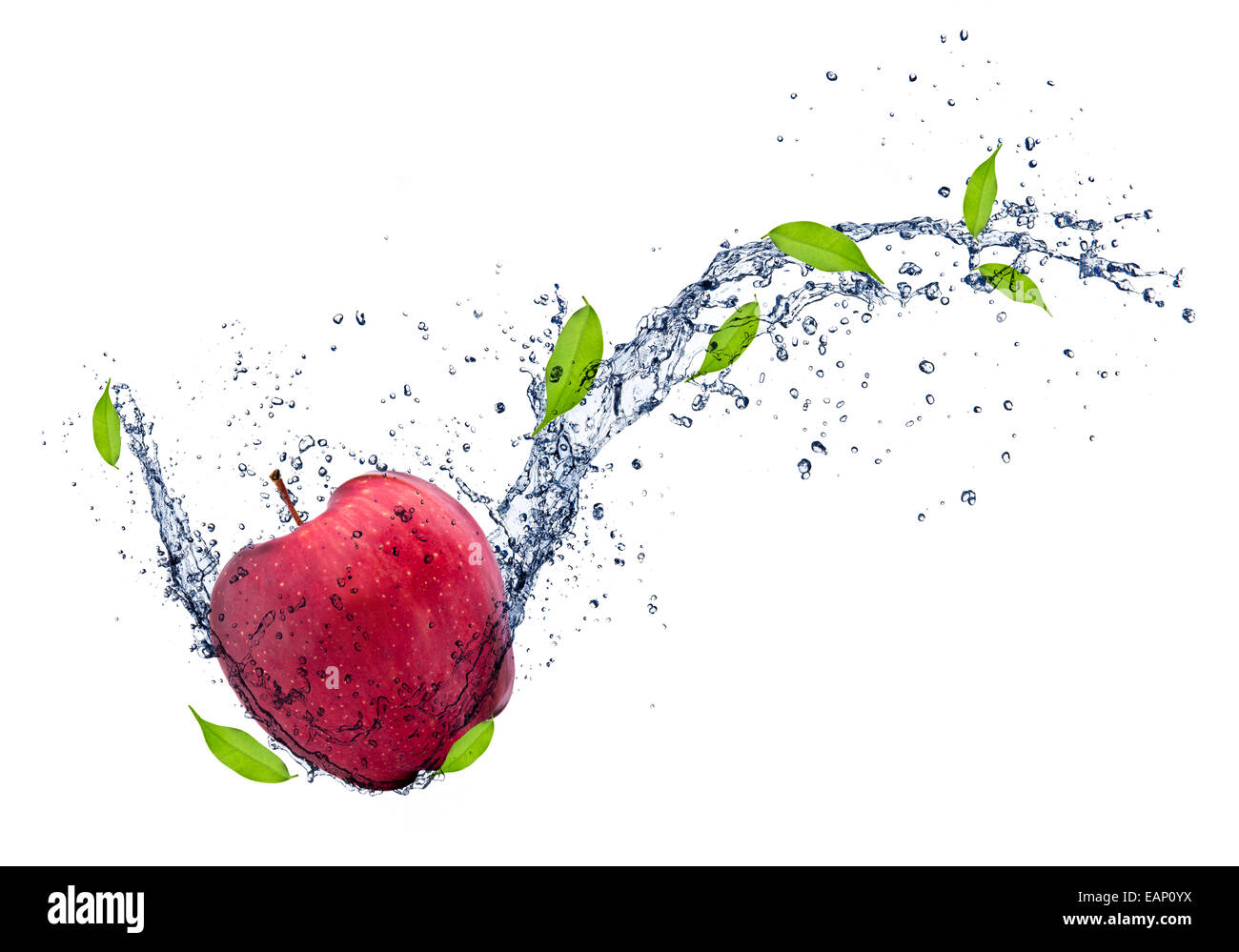 Red apple in water splash, isolated on white background Stock Photo - Alamy