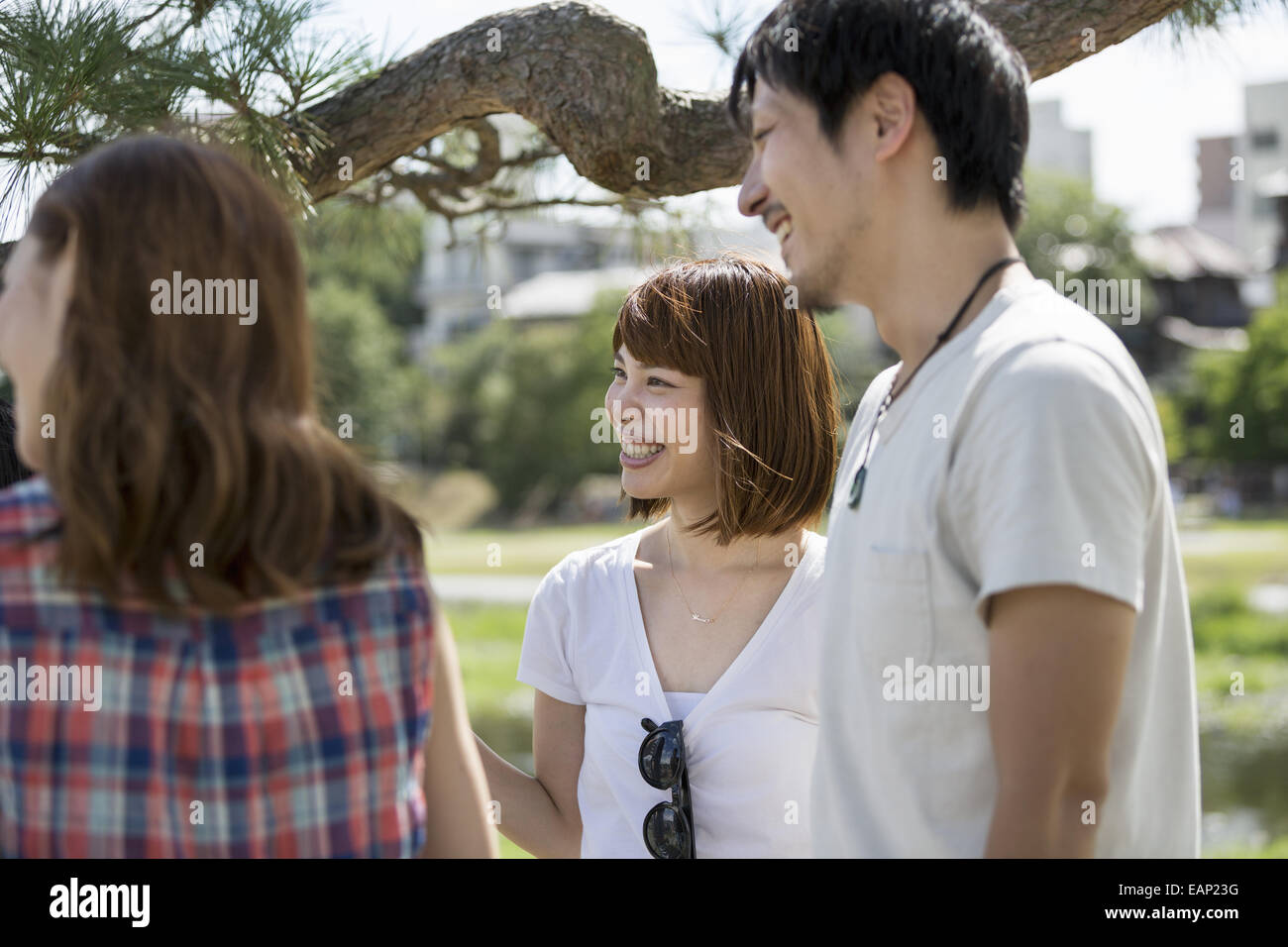 Friends in the park Stock Photo - Alamy