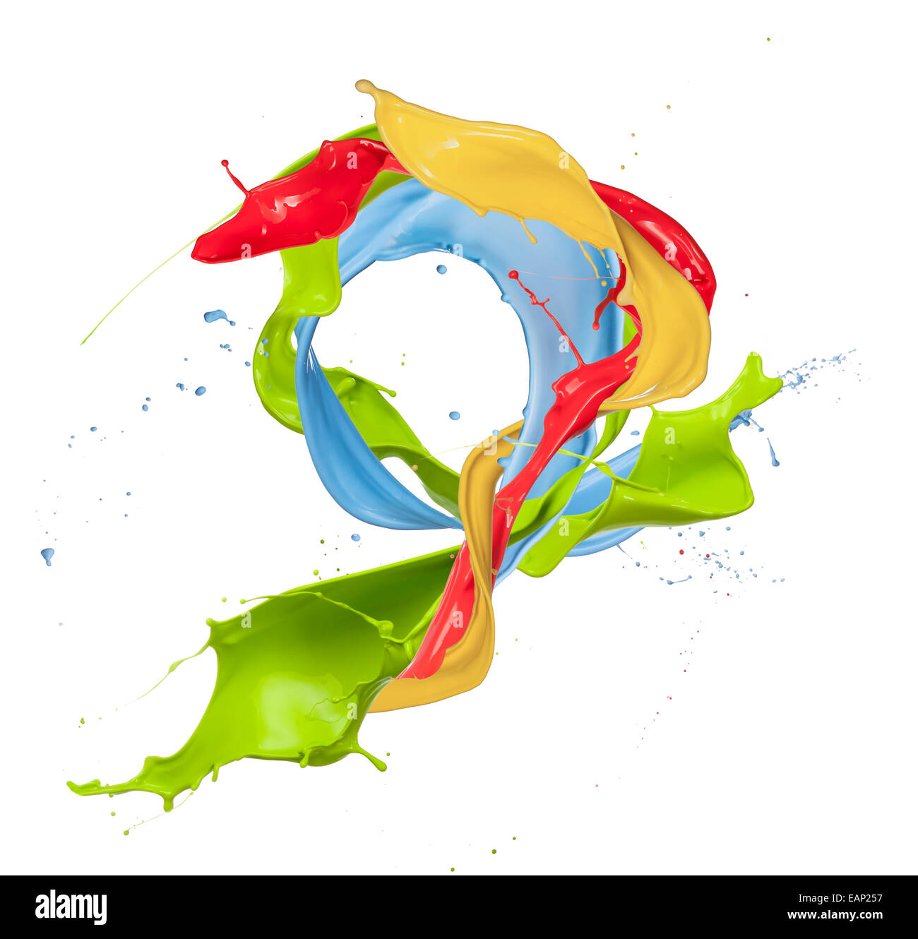 Colored splashes in abstract shape, isolated on white background Stock ...