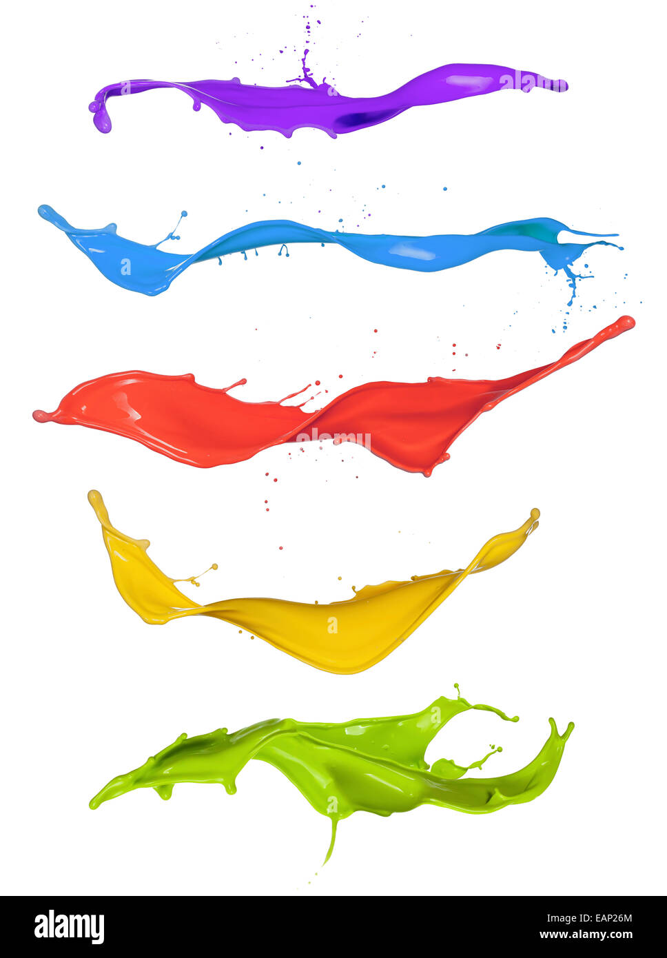 Colored paint splashes isolated on white background Stock Photo - Alamy