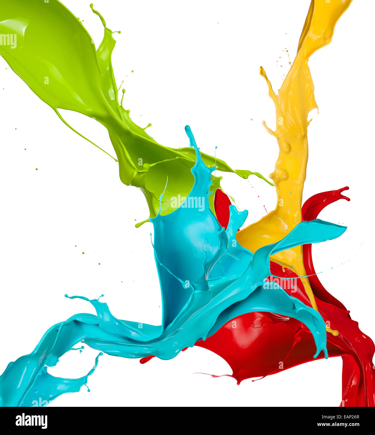 Colored splashes in abstract shape, isolated on white background Stock ...