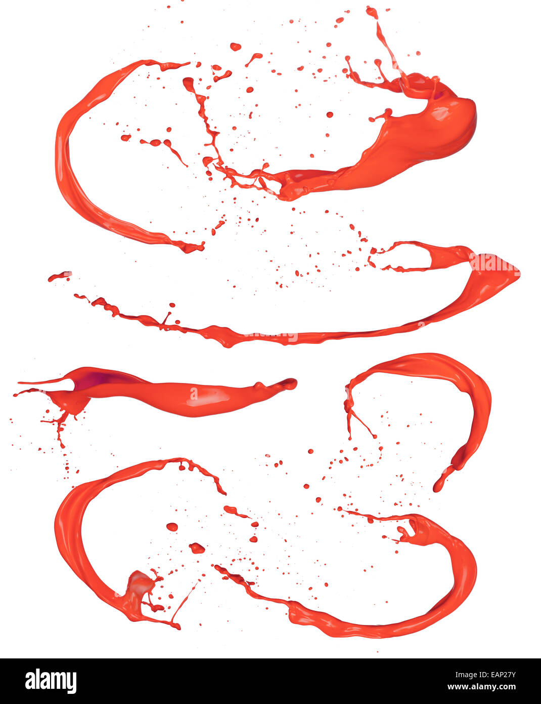 Shot of red paint splashes, isolated on white background Stock Photo ...