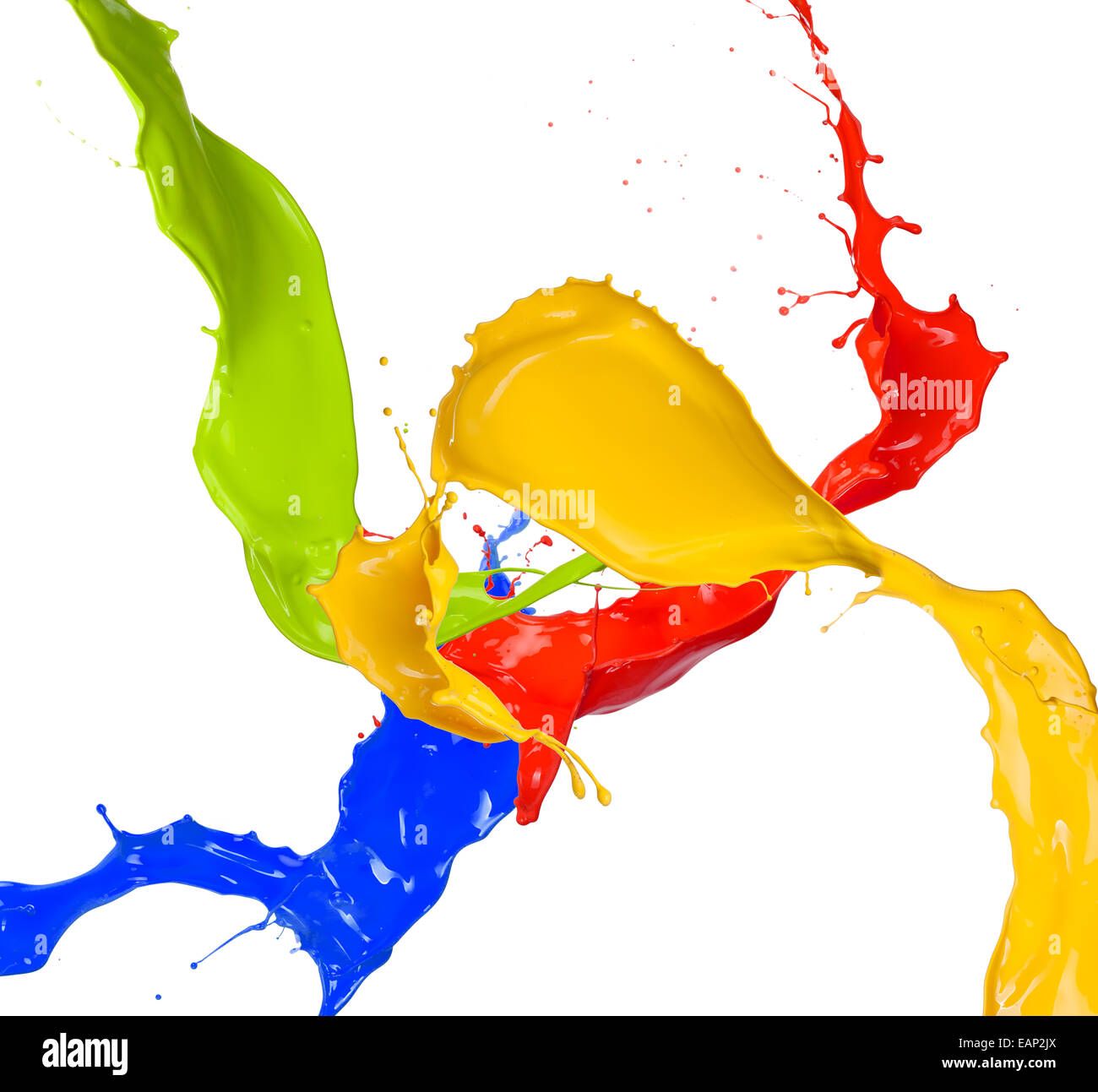 Colored paint splashes isolated on white background Stock Photo - Alamy