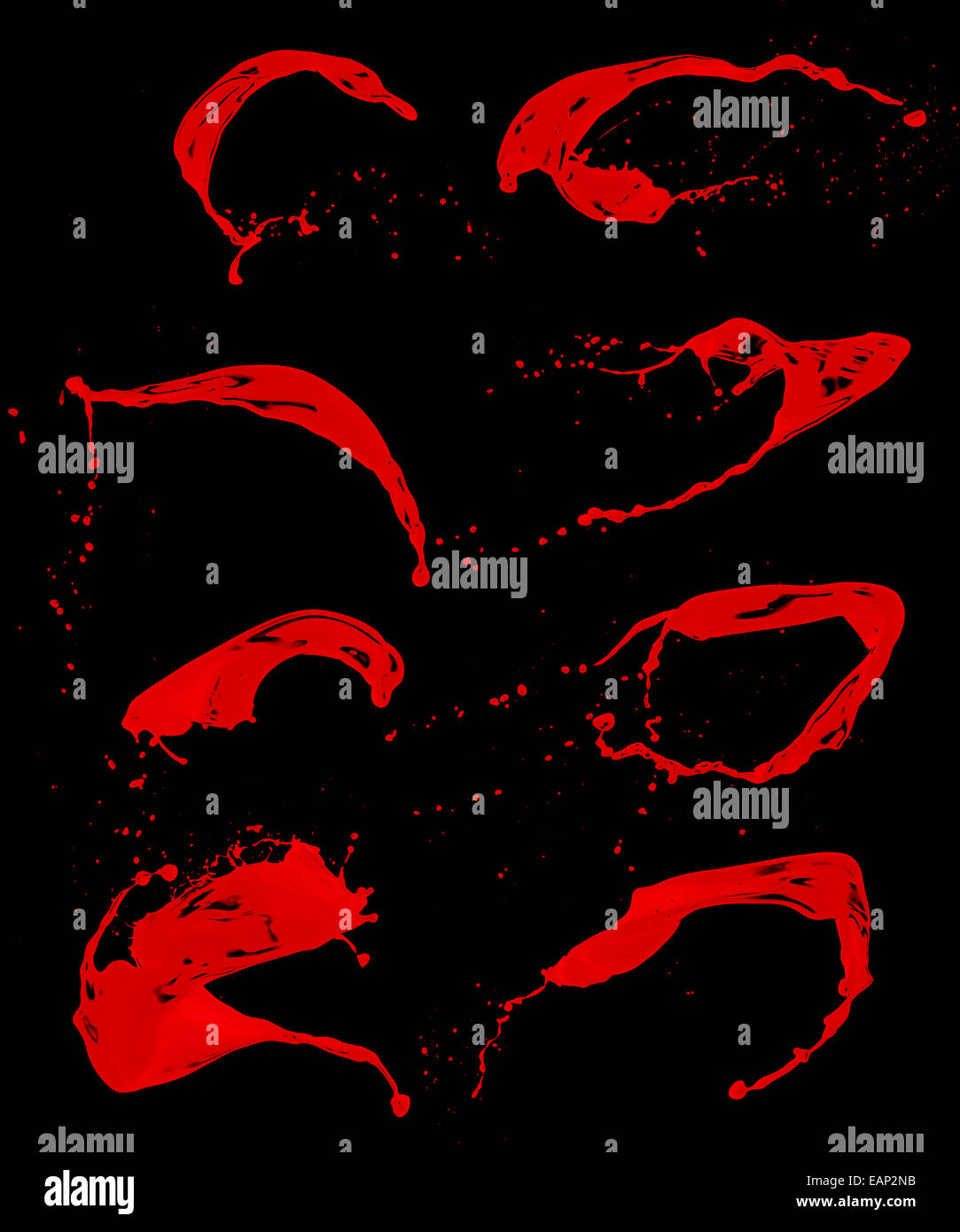 Shot of red paint splashes, isolated on white background Stock Photo ...