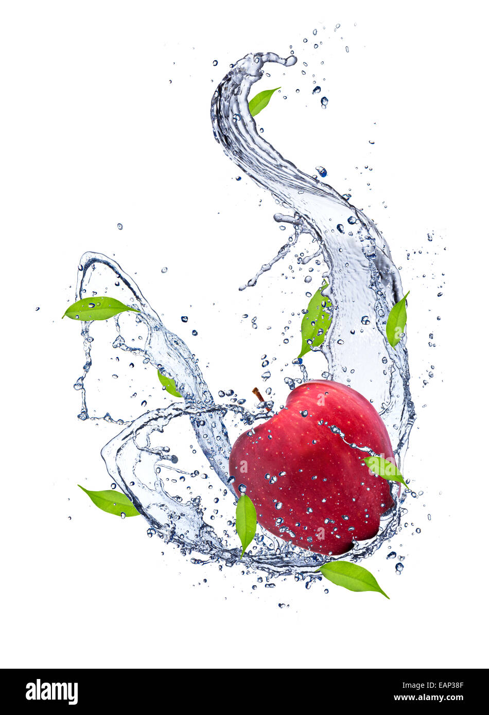Red apple in water splash, isolated on white background Stock Photo - Alamy