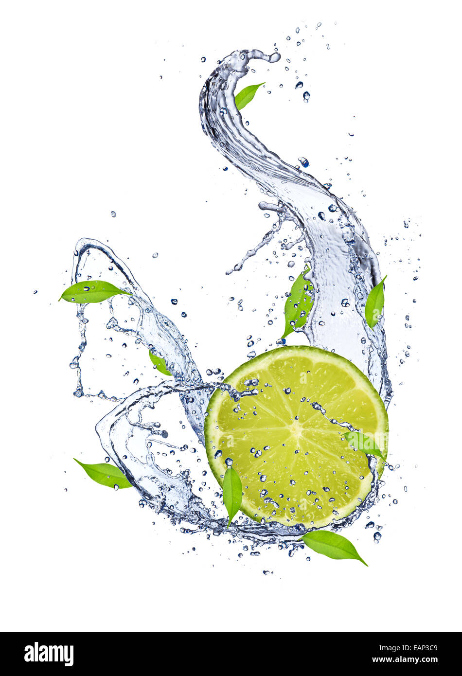 Lime in water splash, isolated on white background Stock Photo - Alamy