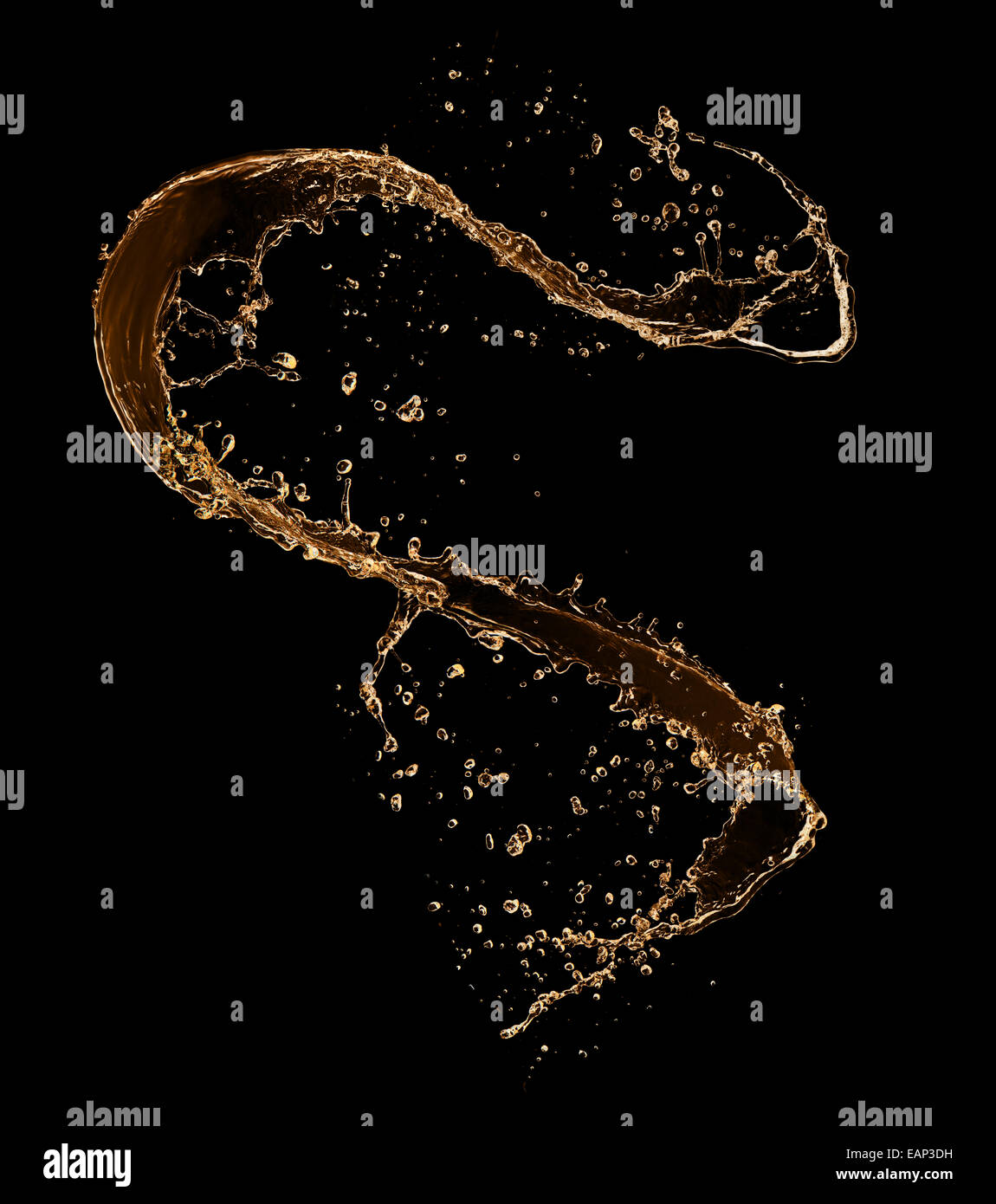 Wavy splash, isolated on black background Stock Photo - Alamy