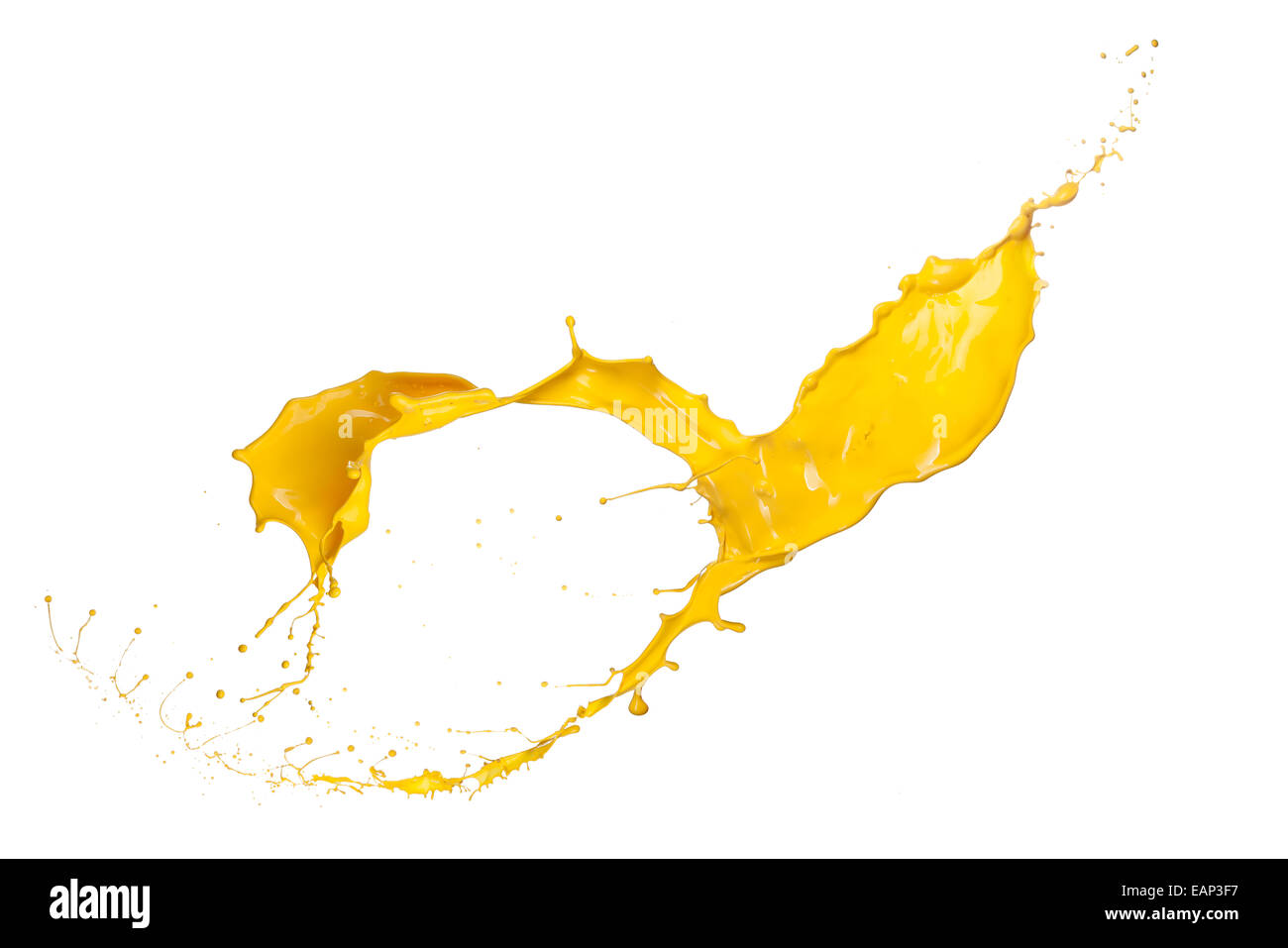 Shot of yellow paint splashes, isolated on white background Stock Photo ...