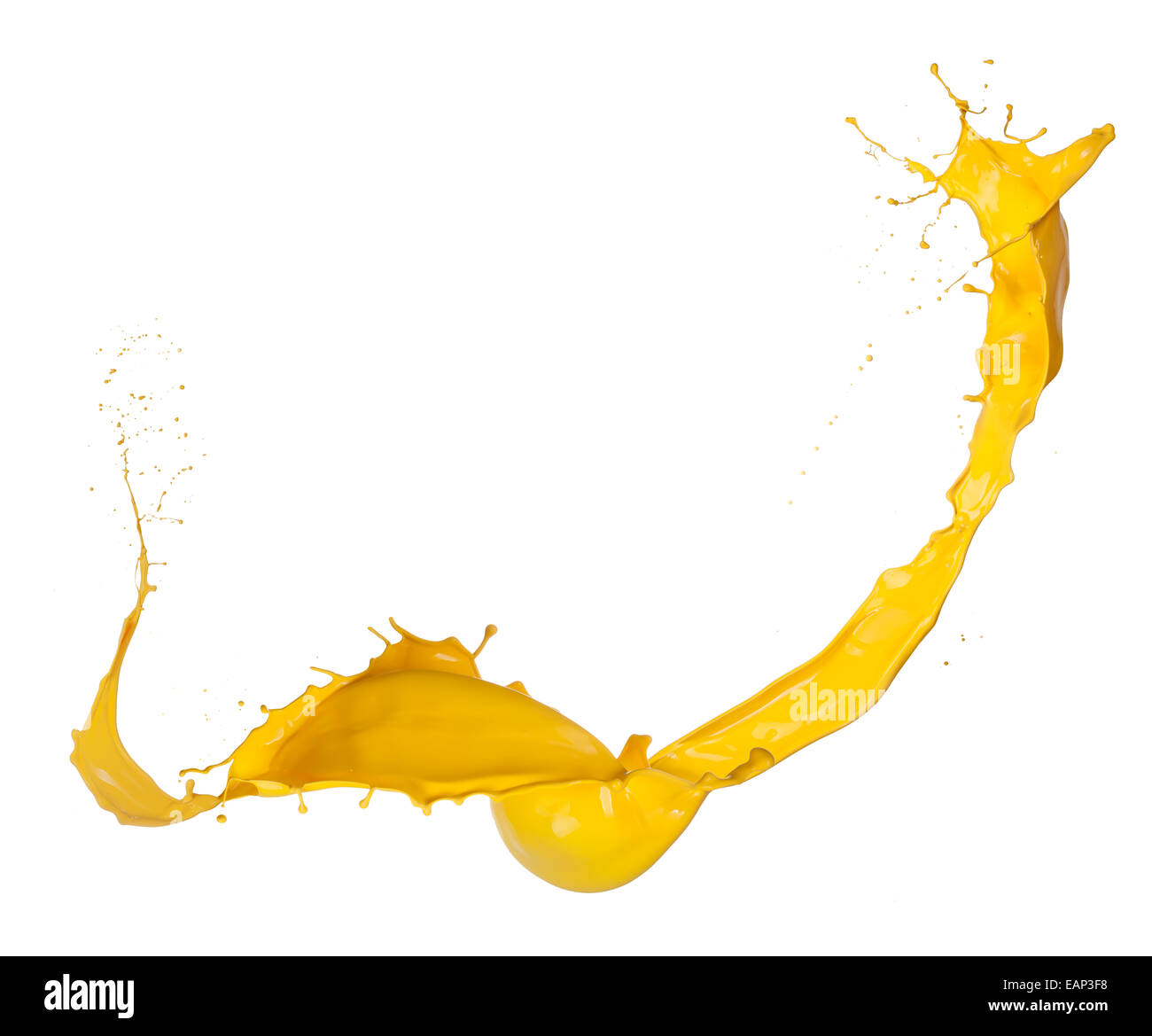 Shot of yellow paint splashes, isolated on white background Stock Photo ...