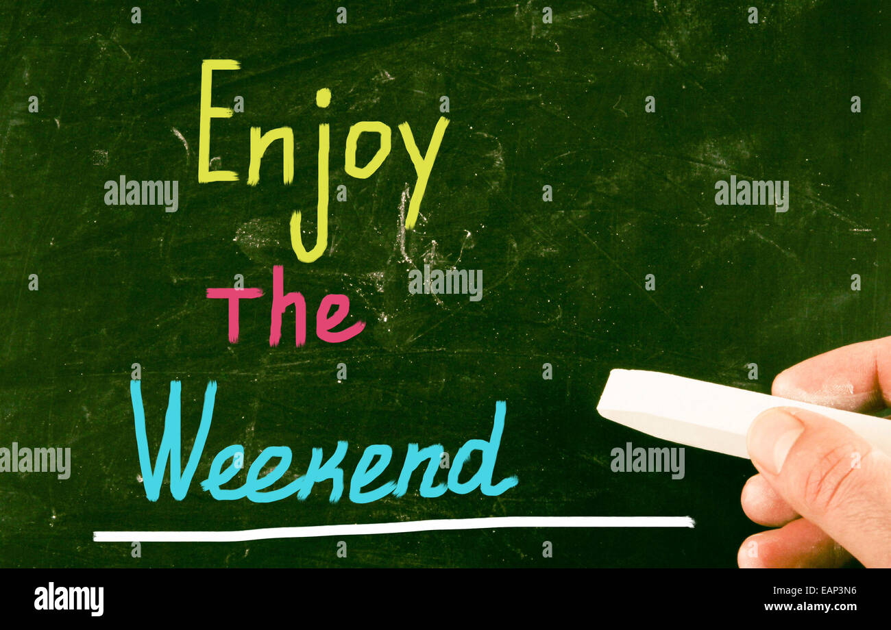 Weekend happy chalkboard hi-res stock photography and images - Alamy