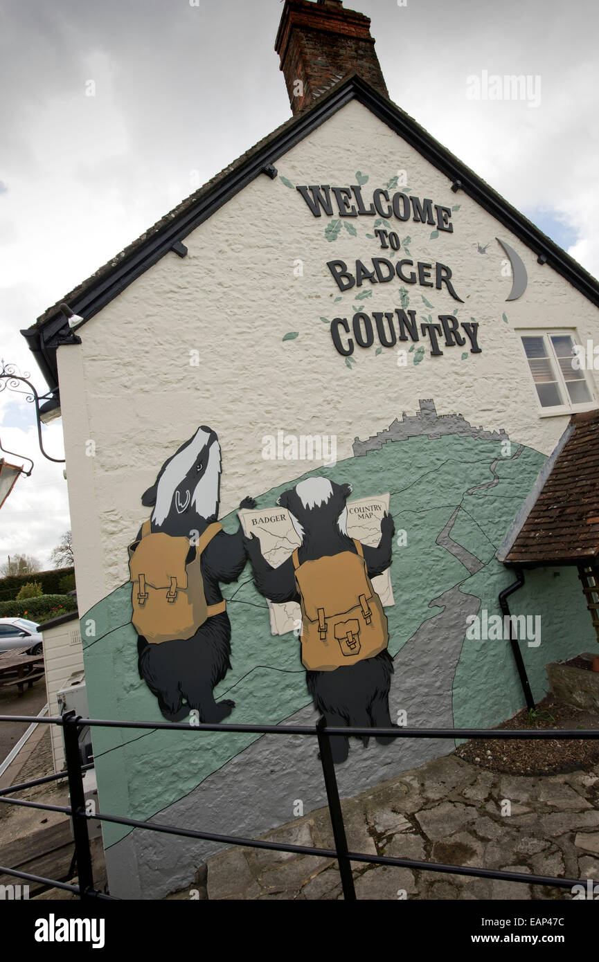 Badger mural on the Full Moon public house Stock Photo - Alamy