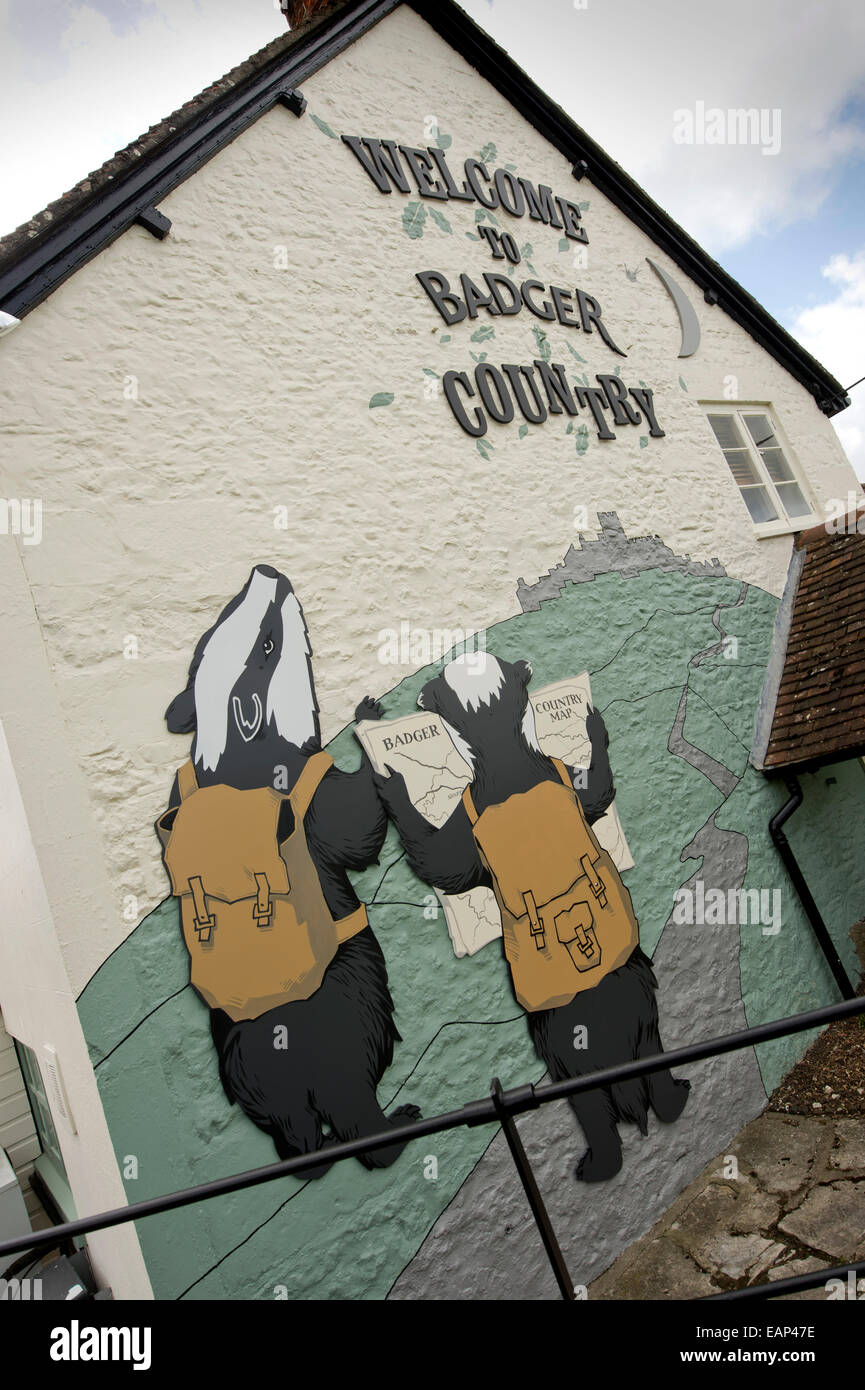 Badger mural on the Full Moon public house Stock Photo - Alamy