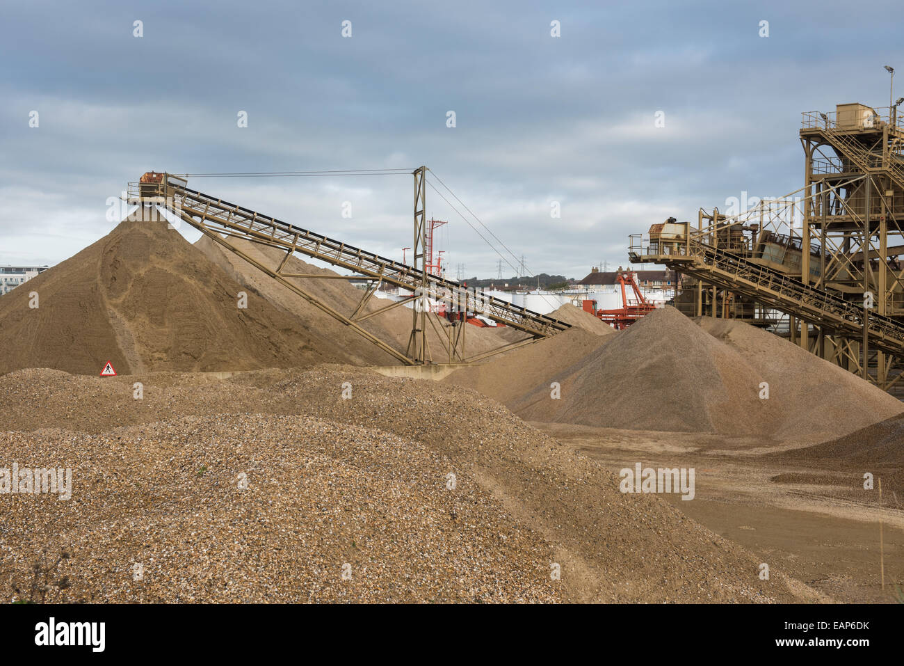 Cement stone works, aggregate, machinery near Brighton, England, UK ...