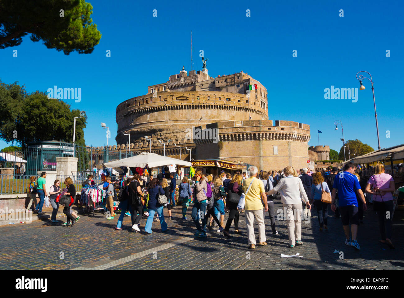People outside Castle Sant'Angelo castle, Borgo, Rome, Italy Stock ...