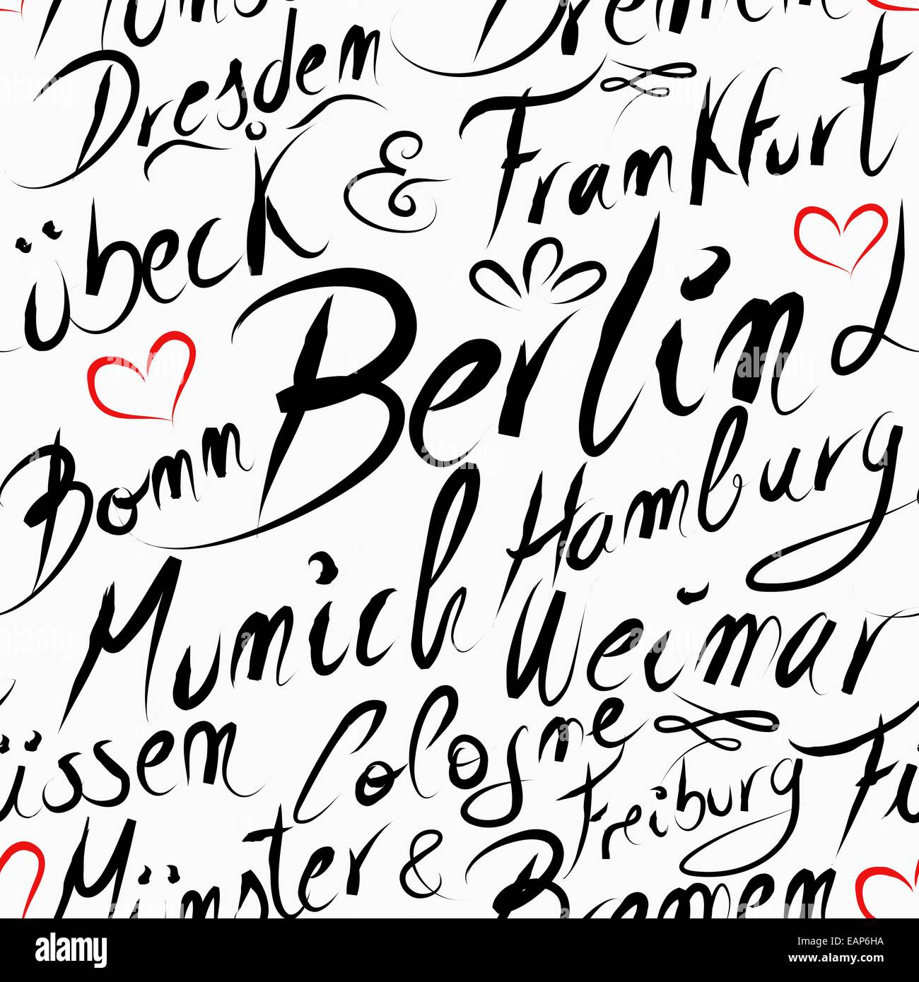 Travel Germany famous cities with handmade calligraphy. Berlin city ...