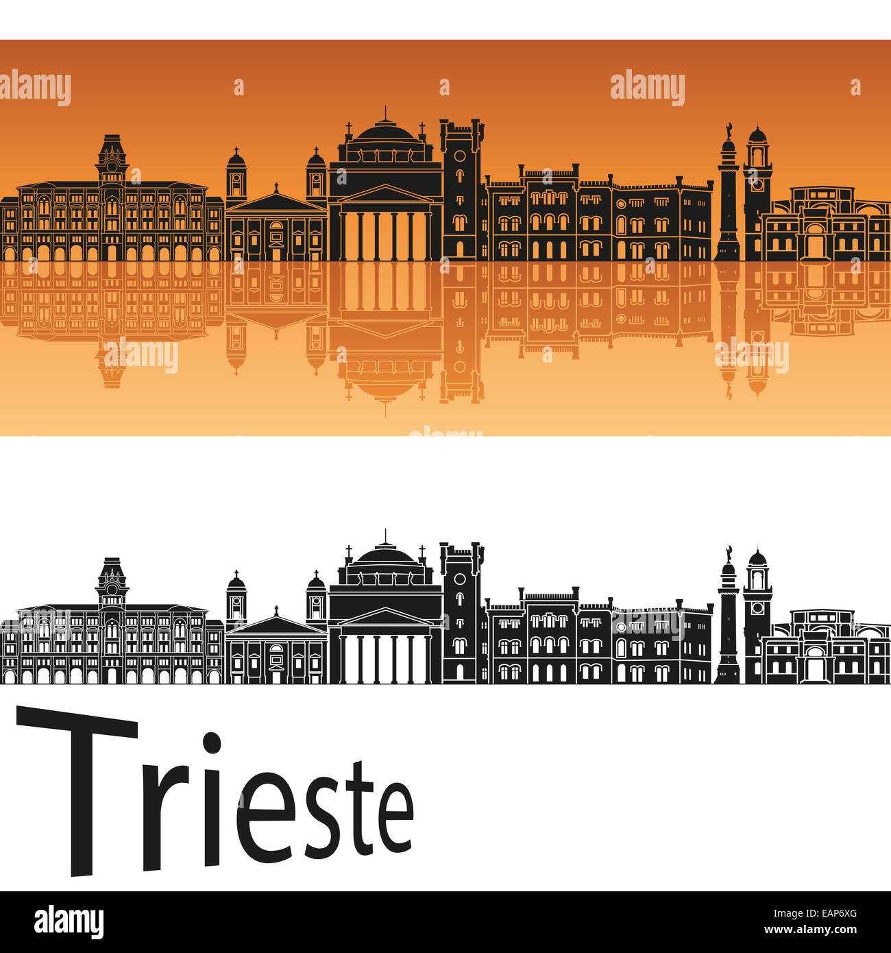 Trieste skyline in orange Stock Photo - Alamy