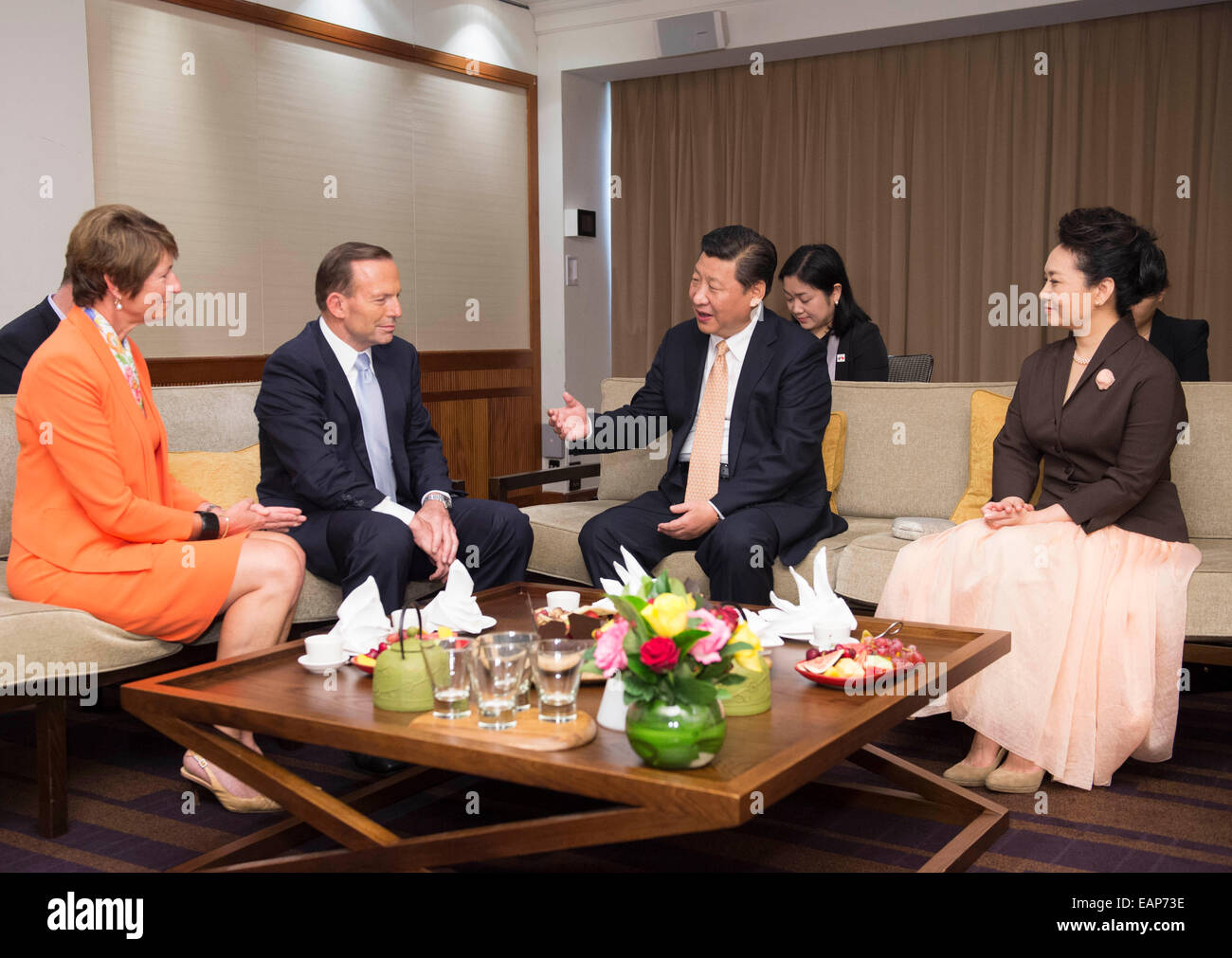 Sydney, Australia. 19th Nov, 2014. Chinese President Xi Jinping (2nd R ...