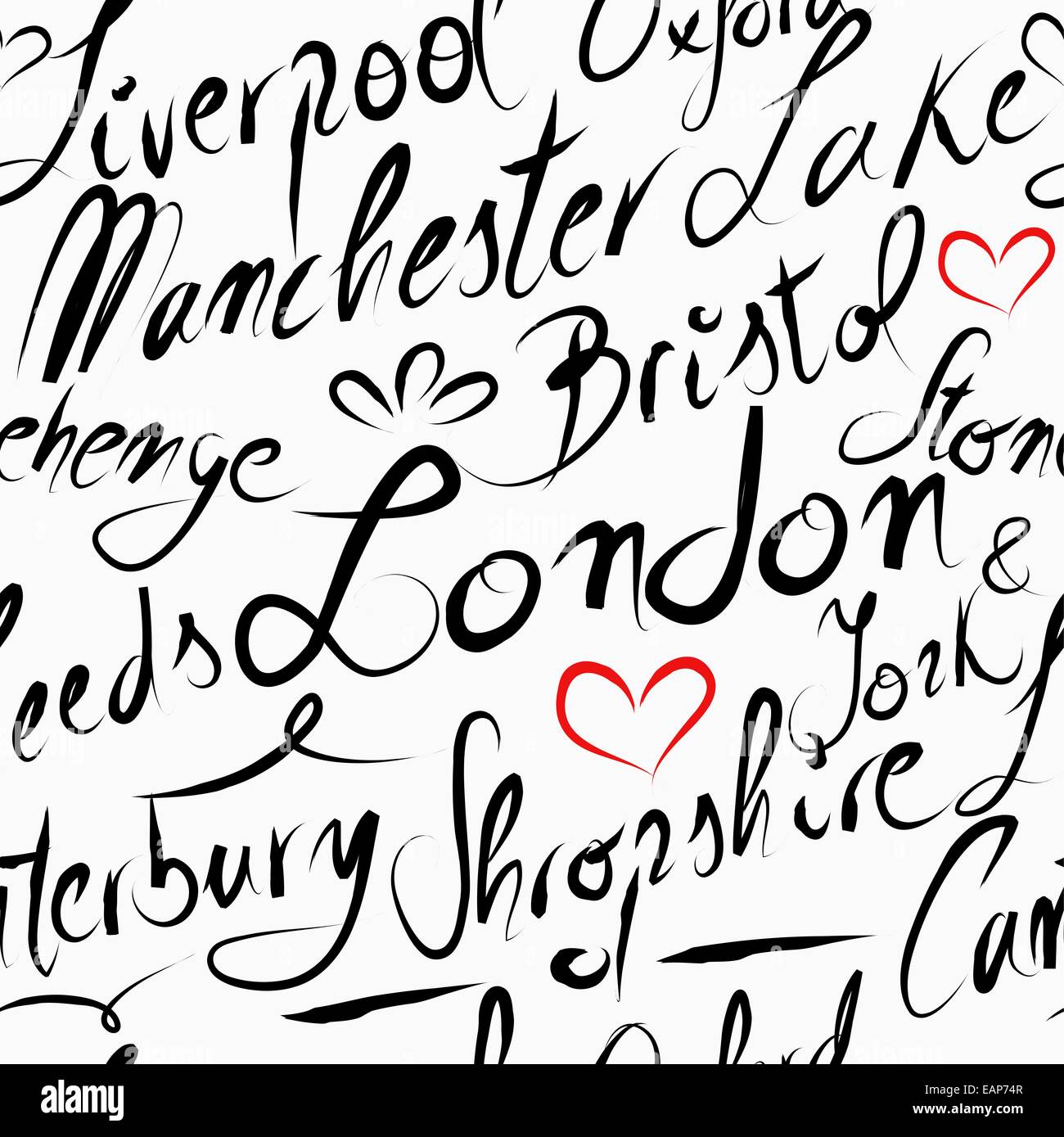 Travel England UK famous cities with handmade calligraphy. London city ...