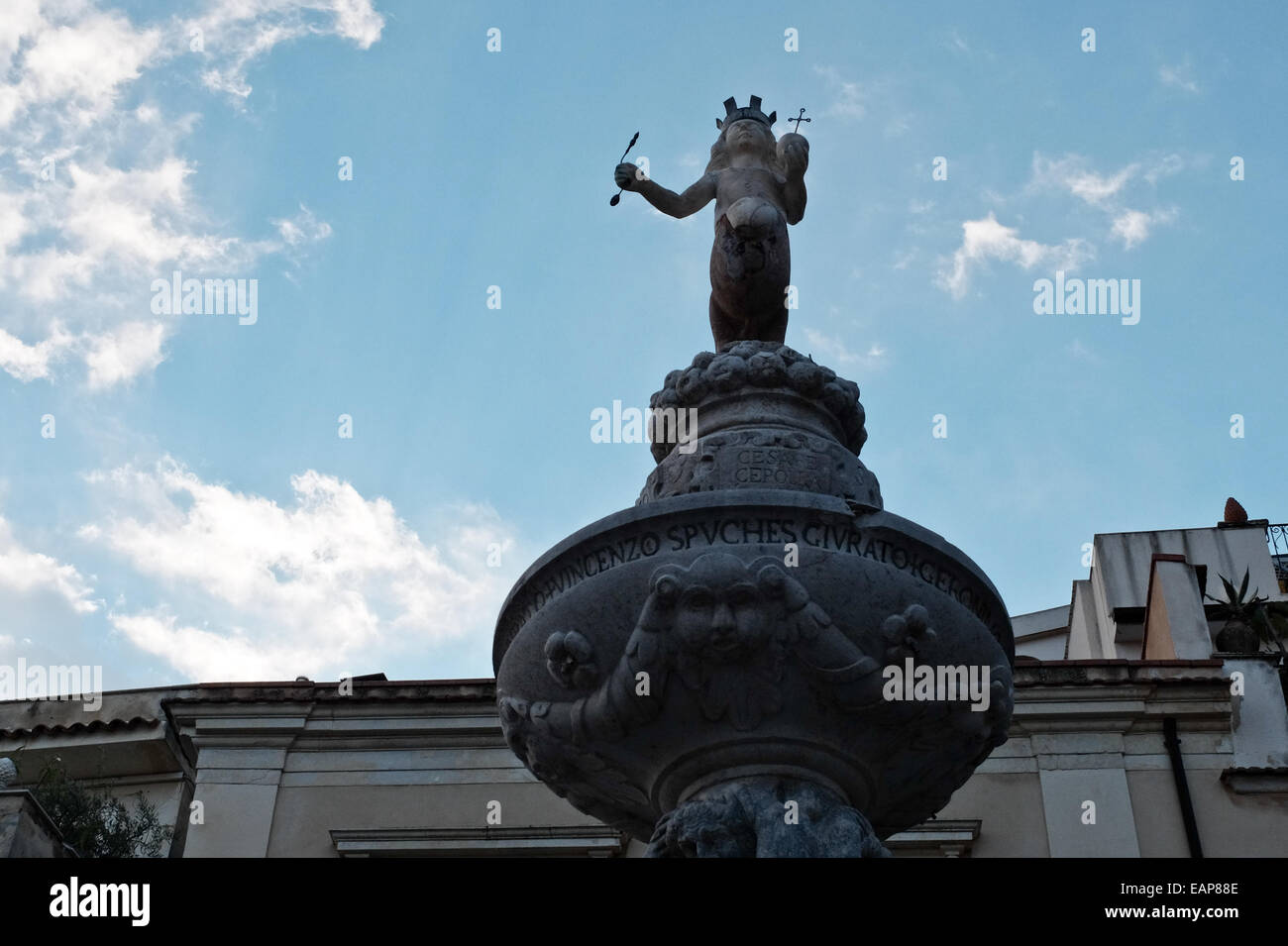 A female centaur is perched atop the 1635 fountain in Piazza del Duomo ...