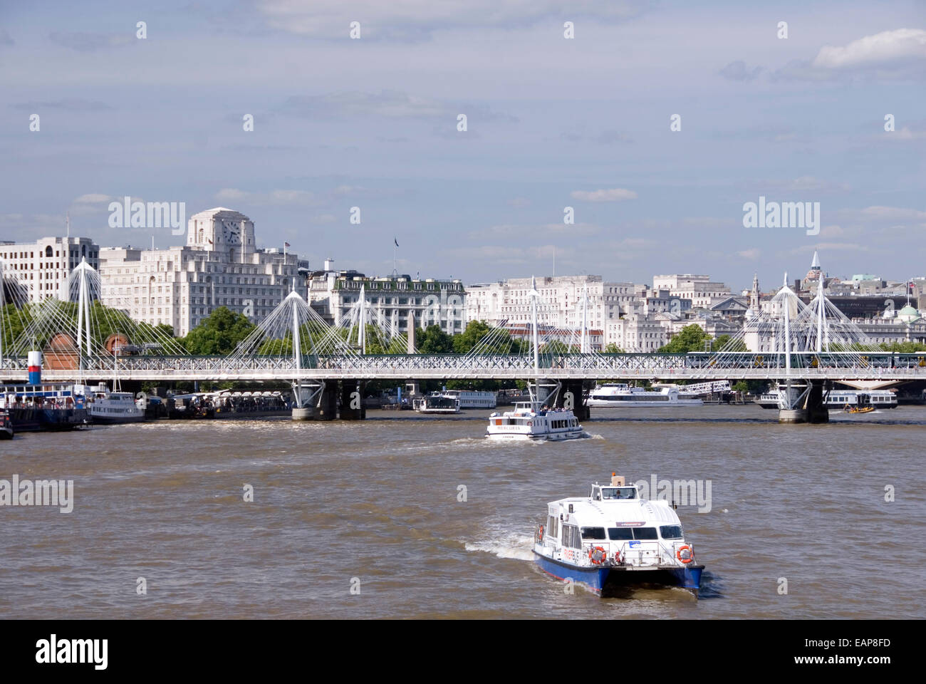 London 20 Aug 2013 : River Thames at Hungerford & Golden Jubilee ...