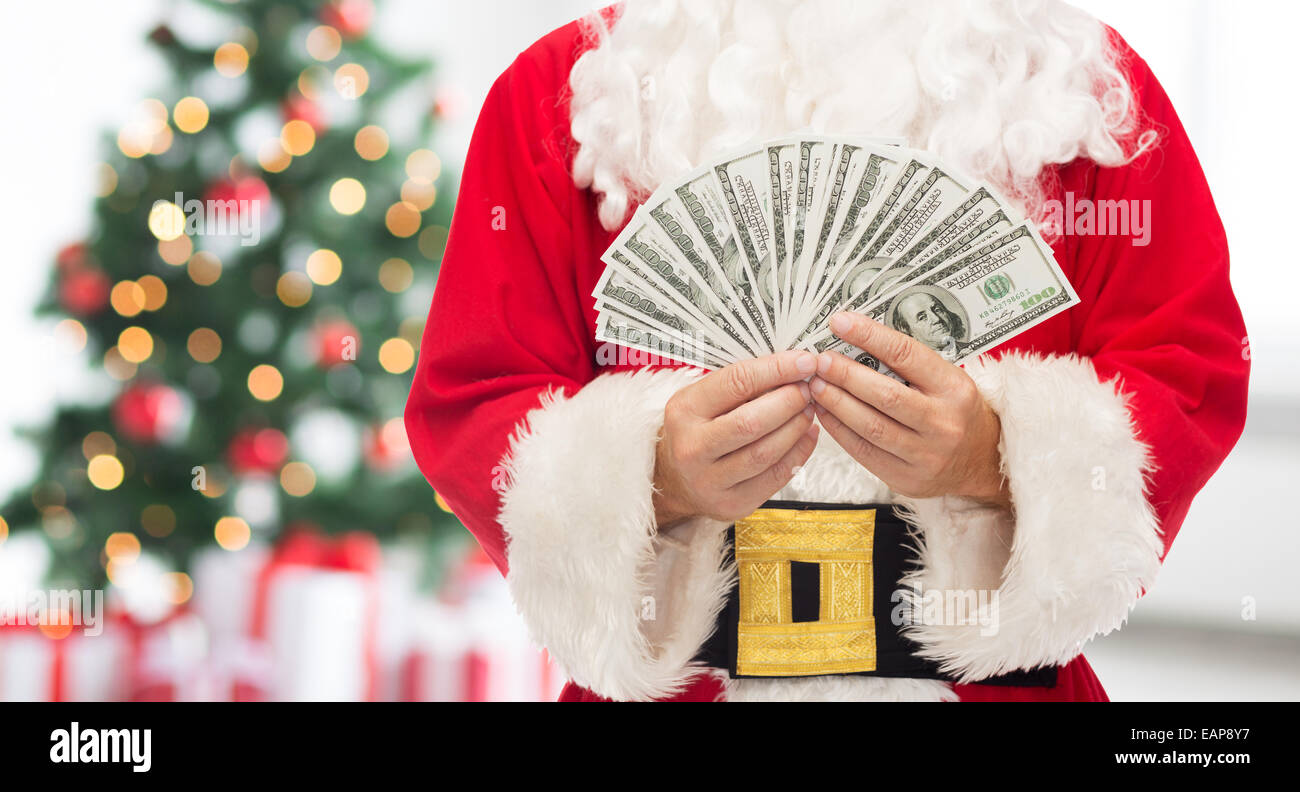 close up of santa claus with dollar money Stock Photo - Alamy