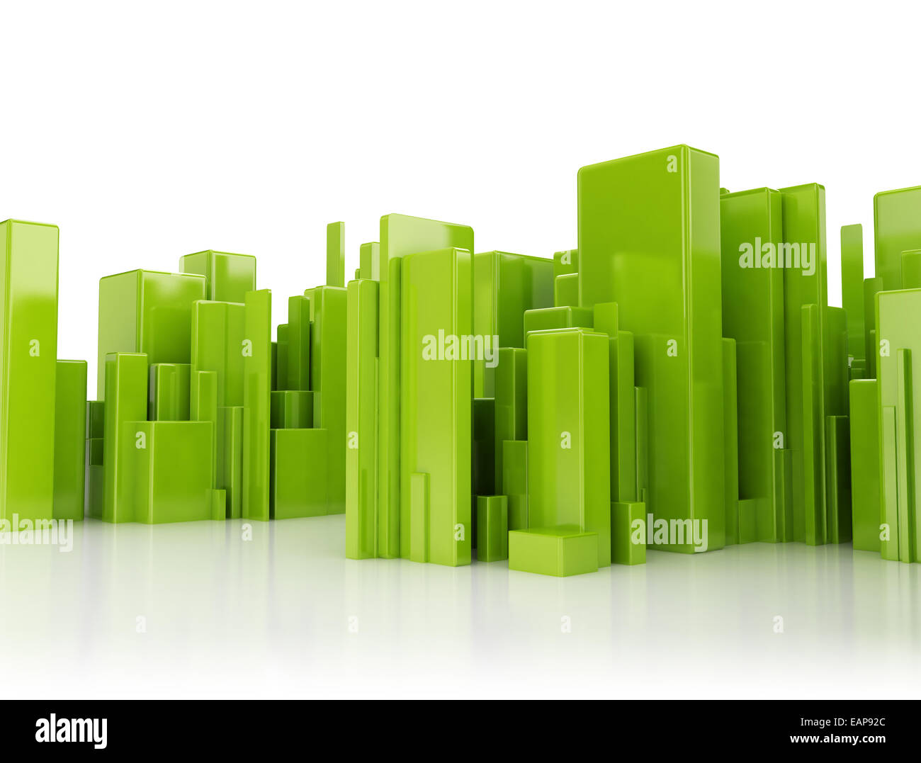 Abstract city green 3d cubes on white background Stock Photo - Alamy