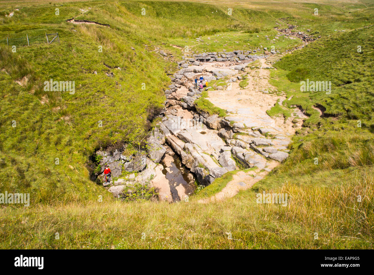 The famous Gaping Gill cave on Ingleborough in the Yorkshire Dales, UK ...