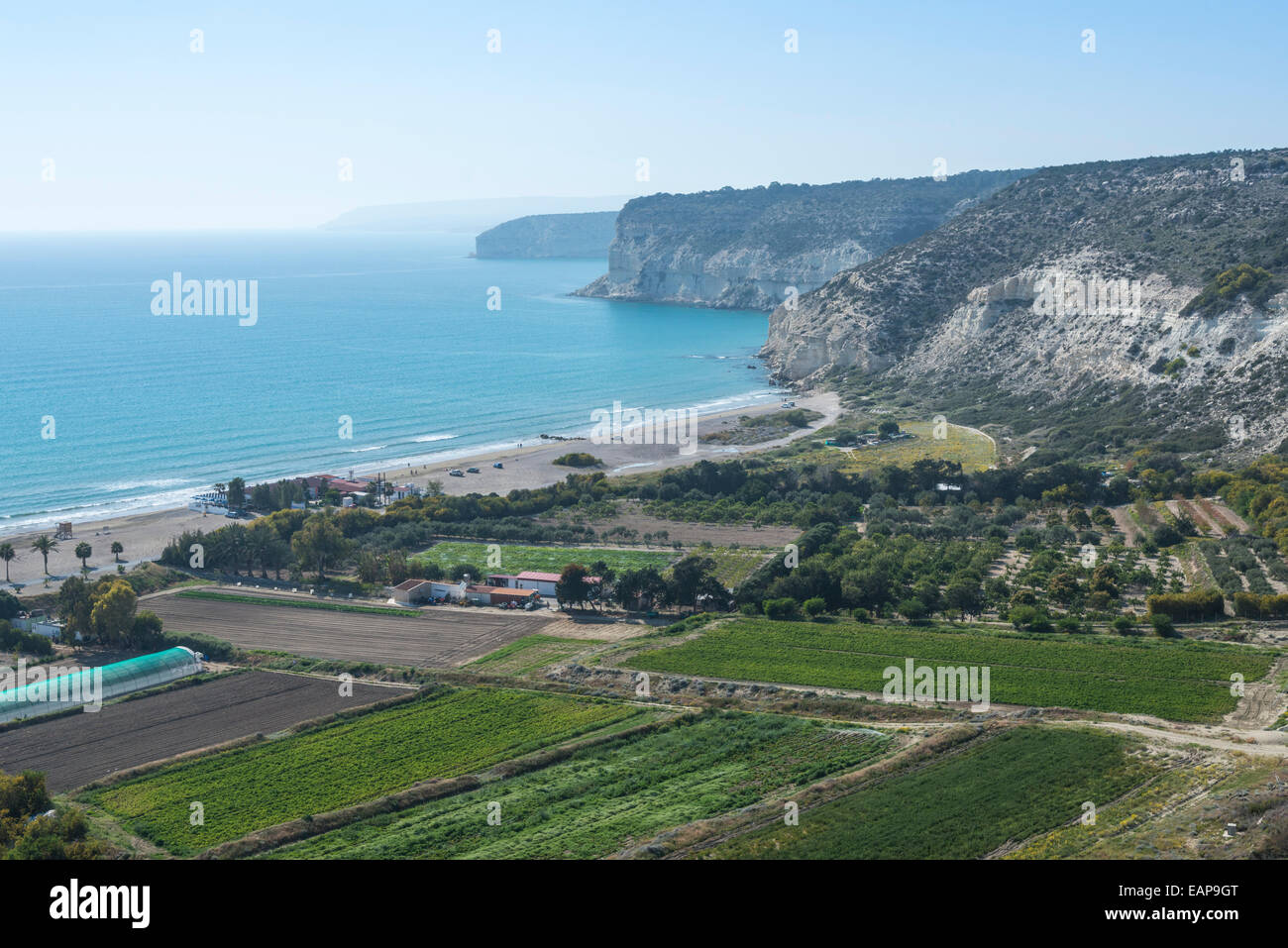 View over Episkopi Bay from the ancient archaeological site at Kourion ...