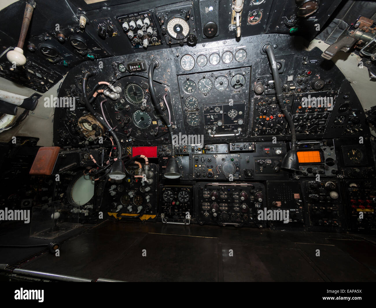 the navigators station of a 1960s vintage RAF Vulcan V-bomber Stock ...