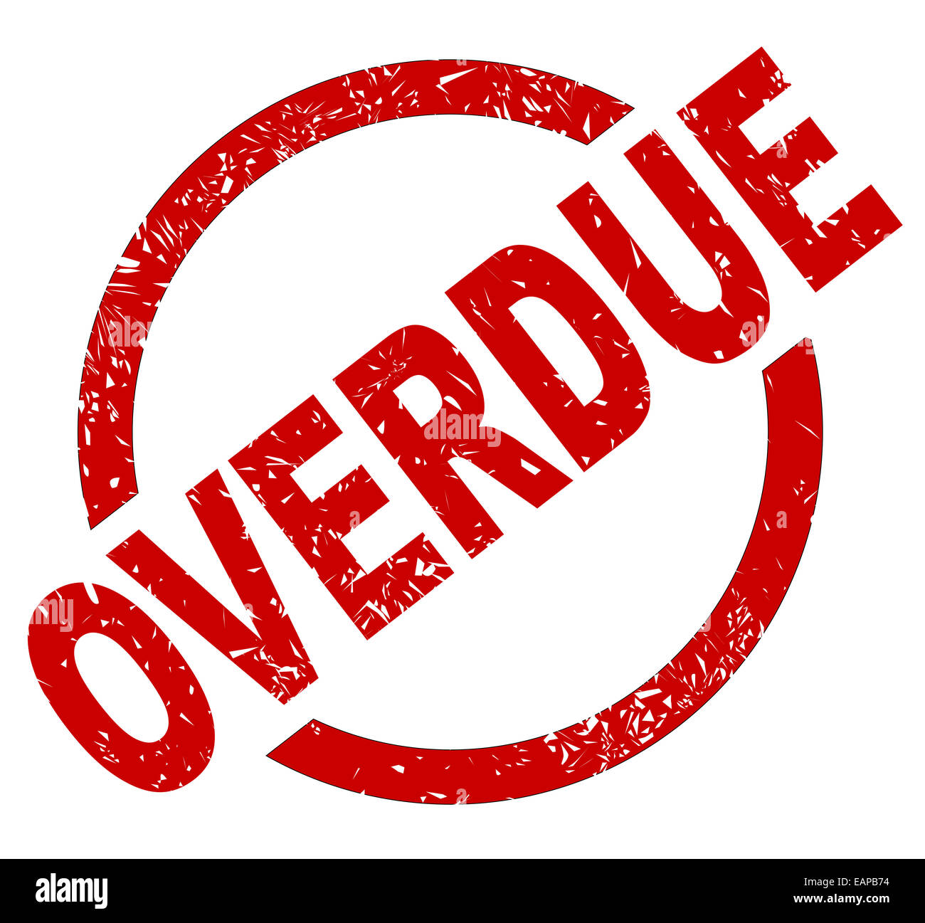 An overdue red ink stamp on a white background Stock Photo - Alamy