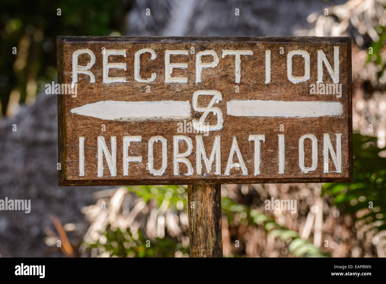 a reception and information sign in Zanzibar island Stock Photo - Alamy