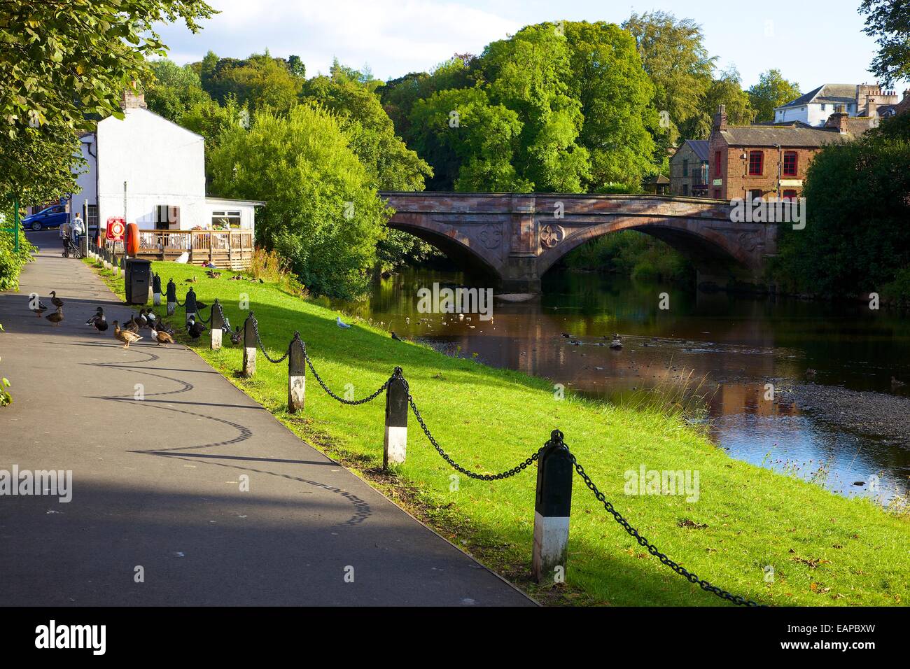 Foot path alongside the River Eden. Appleby-in-Westmorland, Cumbria ...