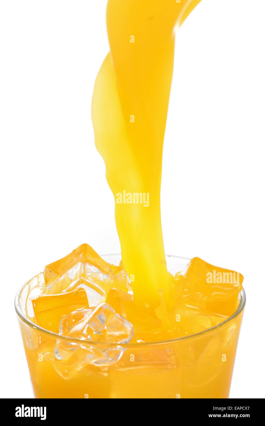 glass of orange juice with ice Stock Photo - Alamy