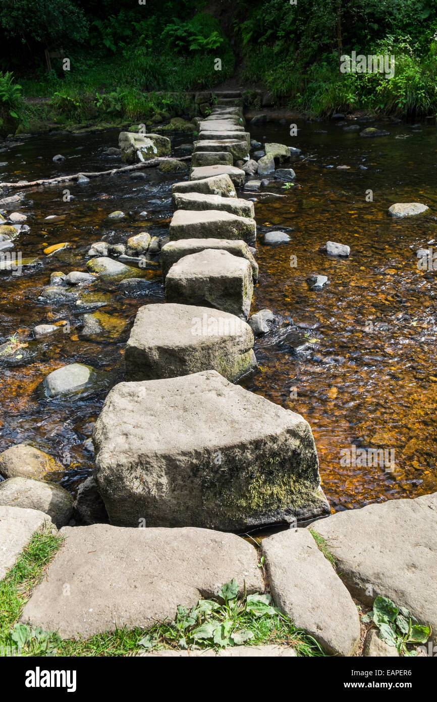 Stepping Stones crossing Hebden Beck Yorkshire Stock Photo - Alamy