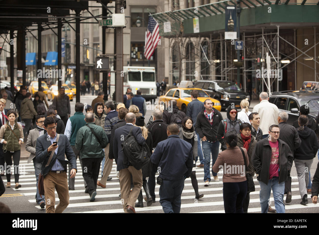 5th Ave. at 42nd Street is one of the most constantly crowded corners ...